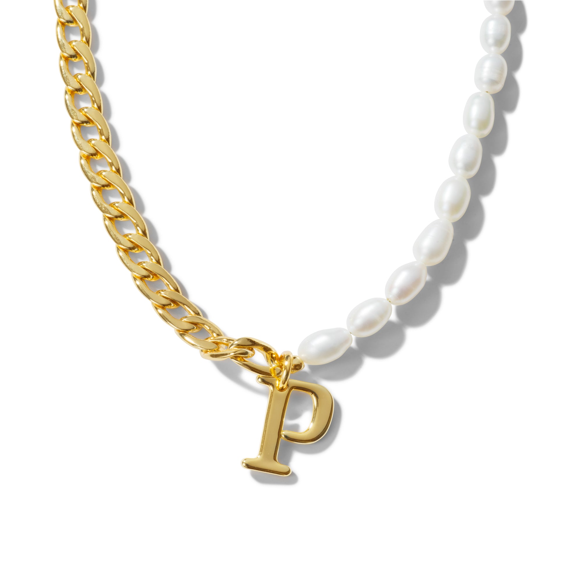 Arlette Luxe Initial 18K Gold Freshwater Pearl Chain Necklace Pijouletta