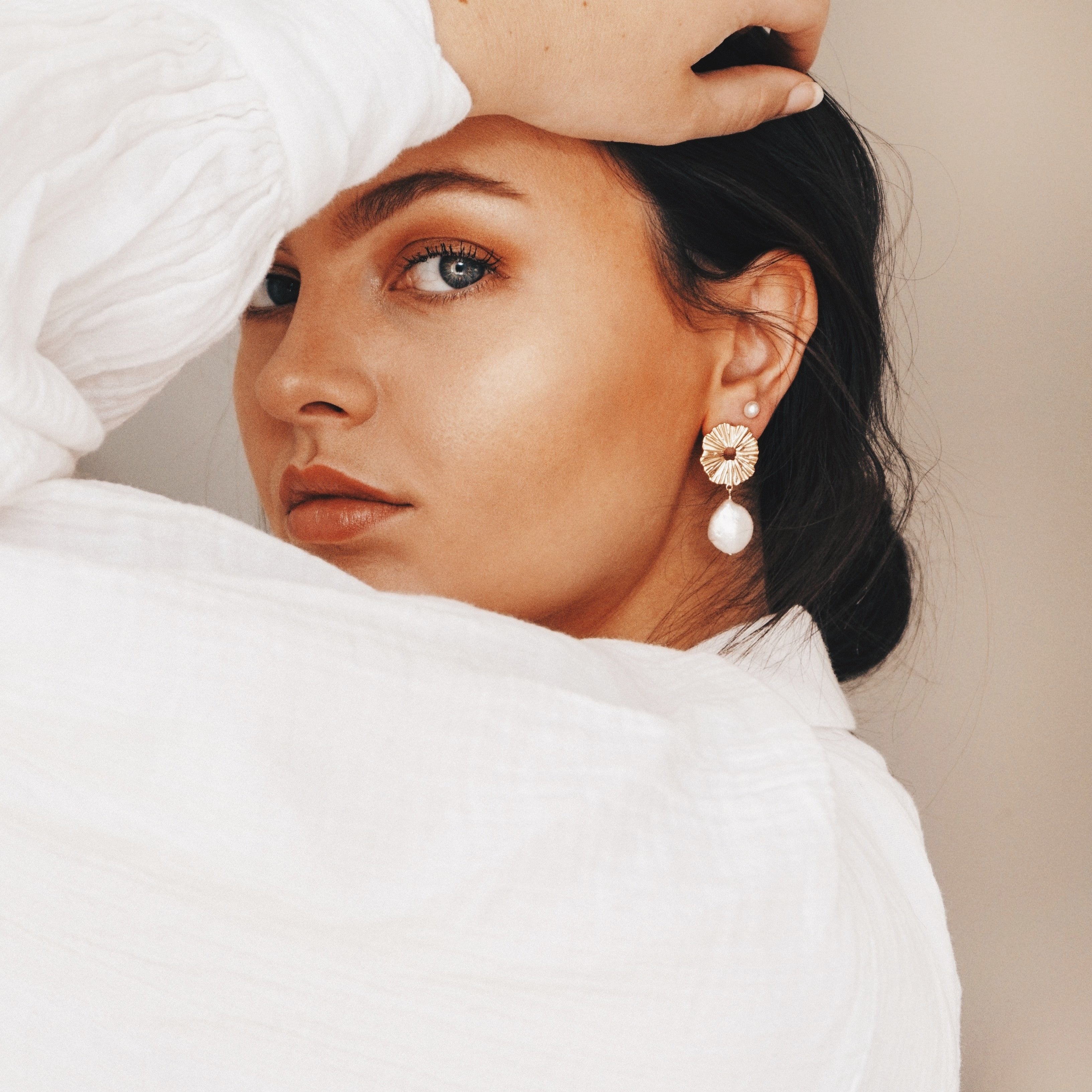 Marjorie Ruffle Pearl Drop Earrings – Pijouletta